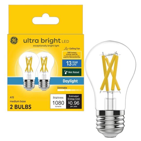 GE | Other | New Ge 2pk 0w Ultra Bright A15 Led Ceiling Fan Bulbs ...